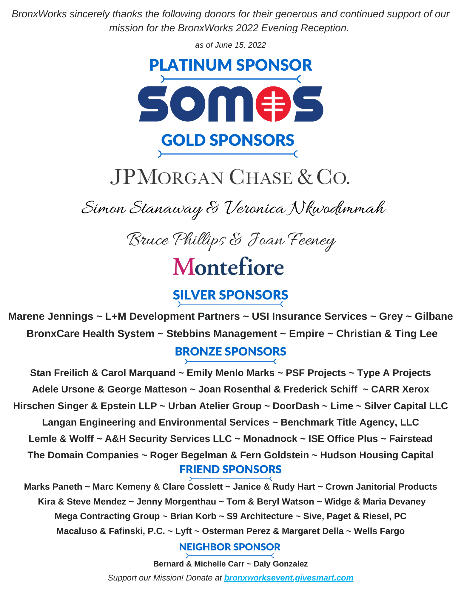 Our Supporters - BronxWorks